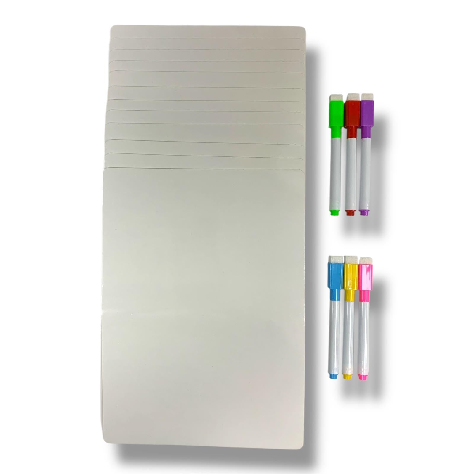 A&T Write and Erase Sticky White Board Package 12 Boards 6 Markers ...