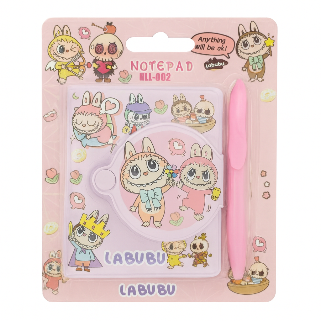 Pink Labubu Stationery Set Pen Notebook || مجموعة قرطاسية لابوبو قلم ن ...
