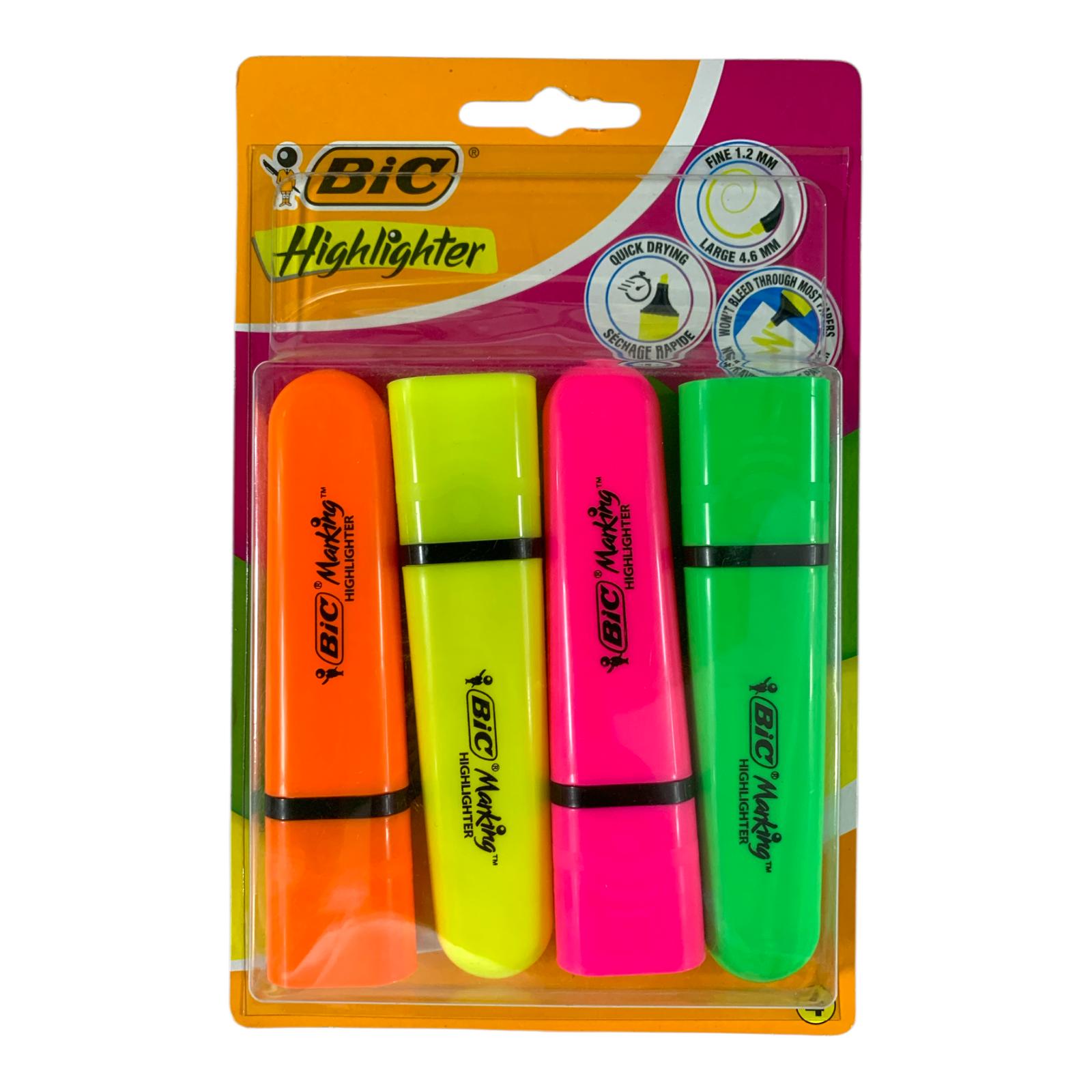 Bic Marking Highlighter Set 4 Pcs || مجموعة هايلايتر بيك 4 حبة – Maktabakw